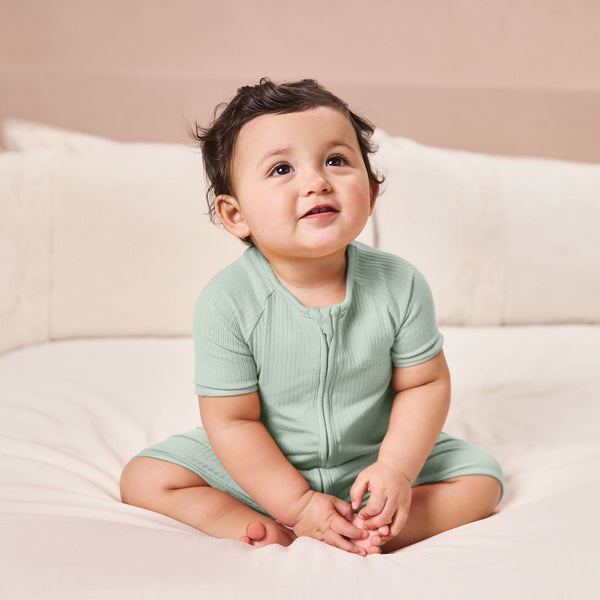Ribbed Zip Summer Sleepsuit | Breathable & Stretchy | MORI