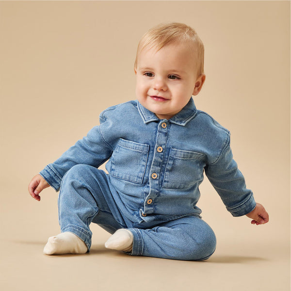Baby Denim Shacket & Trousers Outfit | Baby Day Outfits | MORI UK