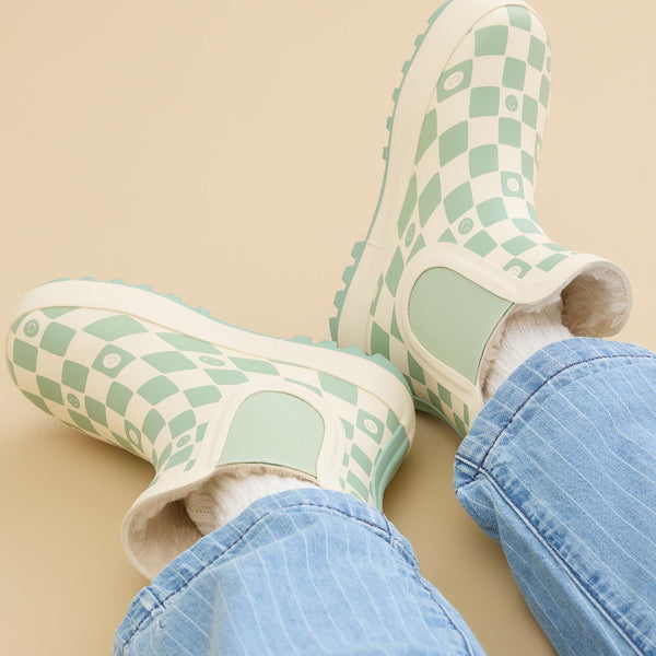 Shop Check Short Wellies with Fur Lining | KIDLY by MORI UK