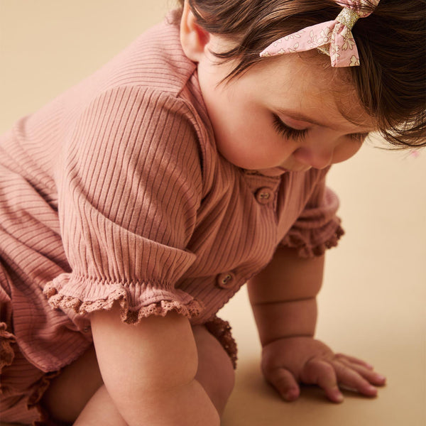Frilled Ribbed Cardigan & Shorts Outfit | MORI UK