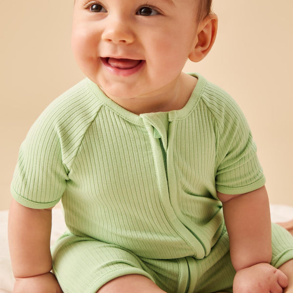 Ribbed Zip Summer Sleepsuit | Breathable & Stretchy | MORI UK