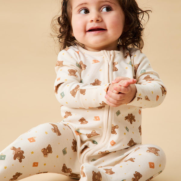 Teddy Bear Clever Zip Sleepsuit | Baby Sleepwear | MORI UK