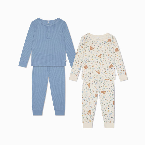Bear Print & Waffle Pyjamas 2 Pack | Organic Baby Sleepwear | MORI UK