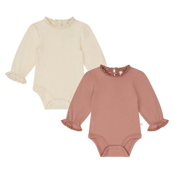 Frilled Ribbed Bodysuit 2 Pack | MORI UK