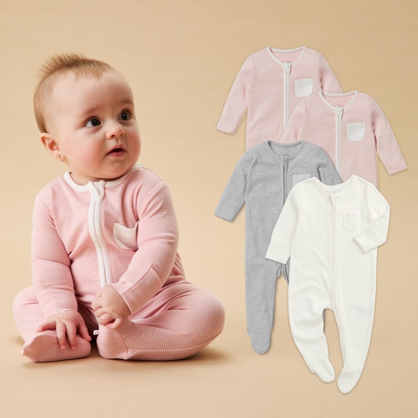Clever Zip Sleepsuit 4-pack | Baby Sleepsuits Multipack | MORI UK
