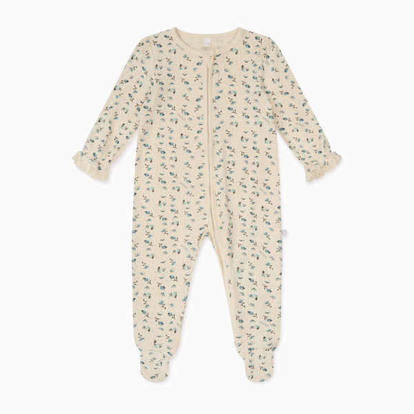 Floral Ribbed Clever Zip Sleepsuit | MORI UK