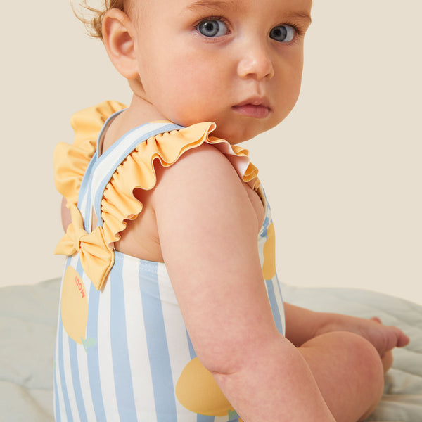 Lemon Frilled Swimsuit | Baby Summer Swimwear | MORI UK
