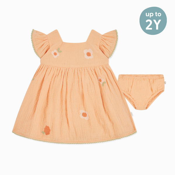 Muslin Frilled Dress and Knicker Set | Summer Baby Clothes | MORI UK