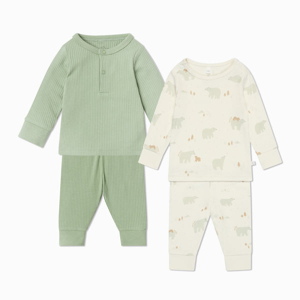 Polar Bear & Ribbed Pyjamas 2 Pack UK