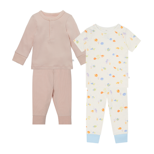 Ribbed Pyjamas & Little Fish Short Sleeve Pyjamas | MORI UK
