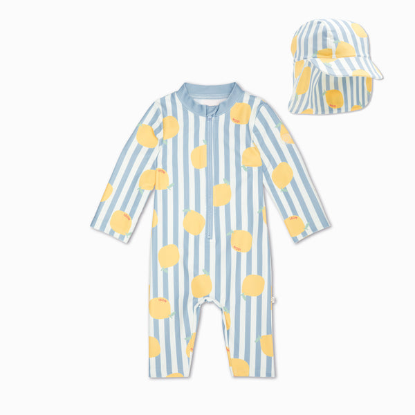 Lemon Sunsafe Swimsuit & Hat | Baby Summer Swimwear | MORI UK