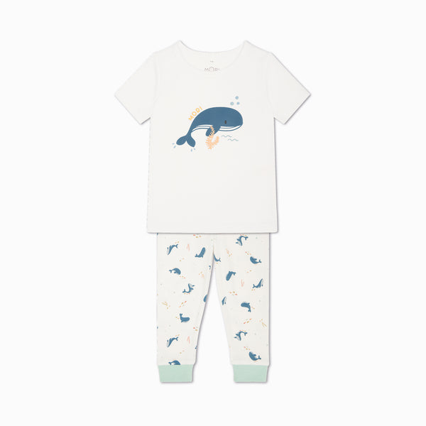 Whale Short Sleeve Pyjamas | Organic Baby Sleepwear | MORI UK