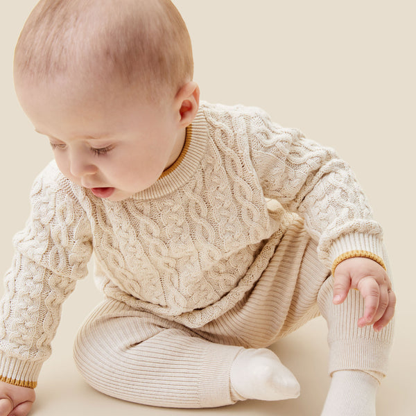 Cable Knit Tipped Jumper | Winter Baby Clothing | MORI UK