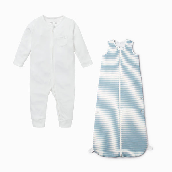 Sea Stripe Front Opening Bedtime Set 1.5 TOG | Organic Baby Sleepwear ...
