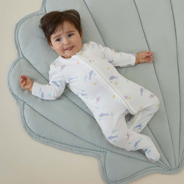 Dolphin Clever Zip Sleepsuit | Baby Sleepsuits | MORI UK