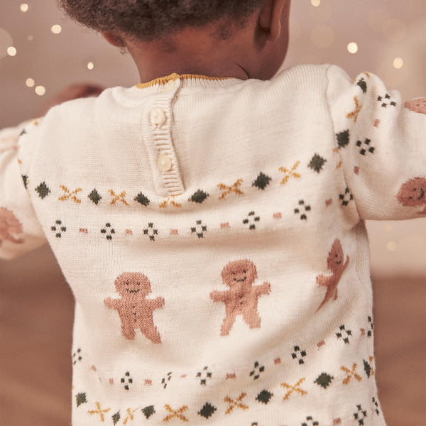 Knitted Gingerbread Jumper | Baby Christmas Clothes - MORI UK