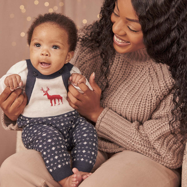 Knitted Reindeer Dungarees | Christmas Clothes | MORI UK