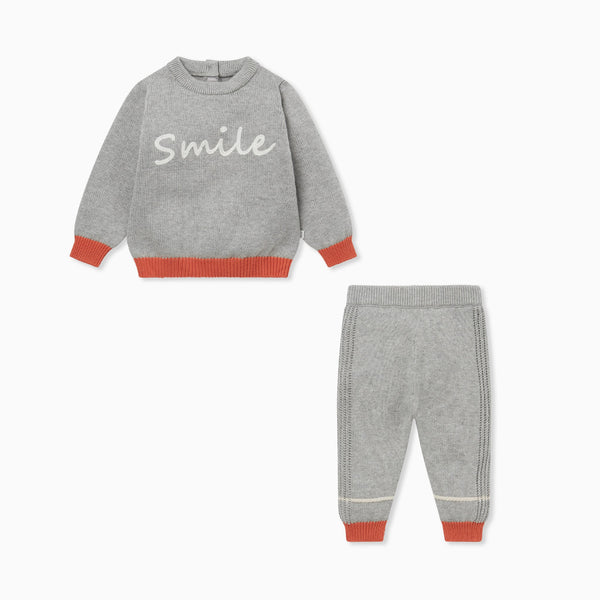 Knitted Smile Slogan Jumper & Joggers Outfit | MORI UK