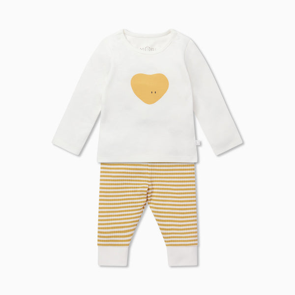 Love Heart & Ribbed Stripe Pyjamas | MORI