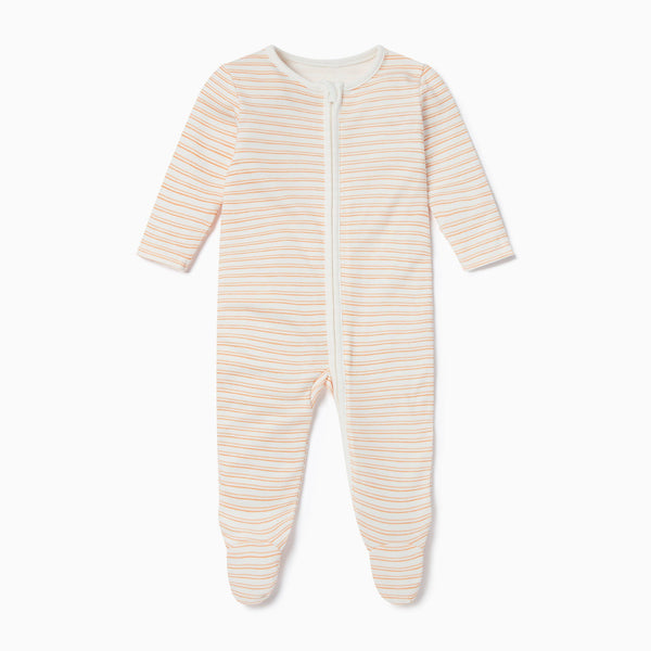 Orange Stripe Clever Zip Sleepsuit | MORI UK