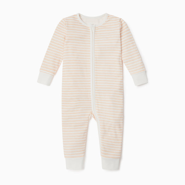 Orange Stripe Clever Zip Sleepsuit | MORI UK