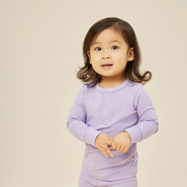 Lilac Ribbed Pyjamas | Baby & Kids Sleepwear | MORI UK