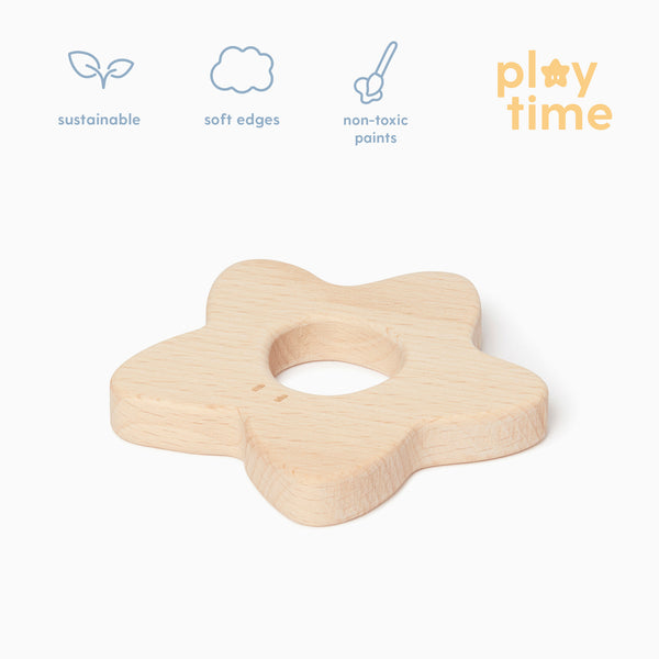Wooden Star Teether Toy | Montessori Wooden Baby Toys | MORI UK