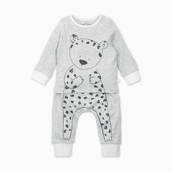 Leopard Baby Pyjamas | Animal Print Organic Baby Pyjamas | MORI UK