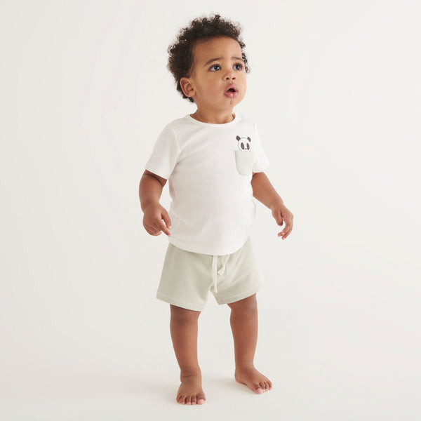 Panda Pocket Summer Pyjamas | Organic Baby Clothes | Baby Mori UK